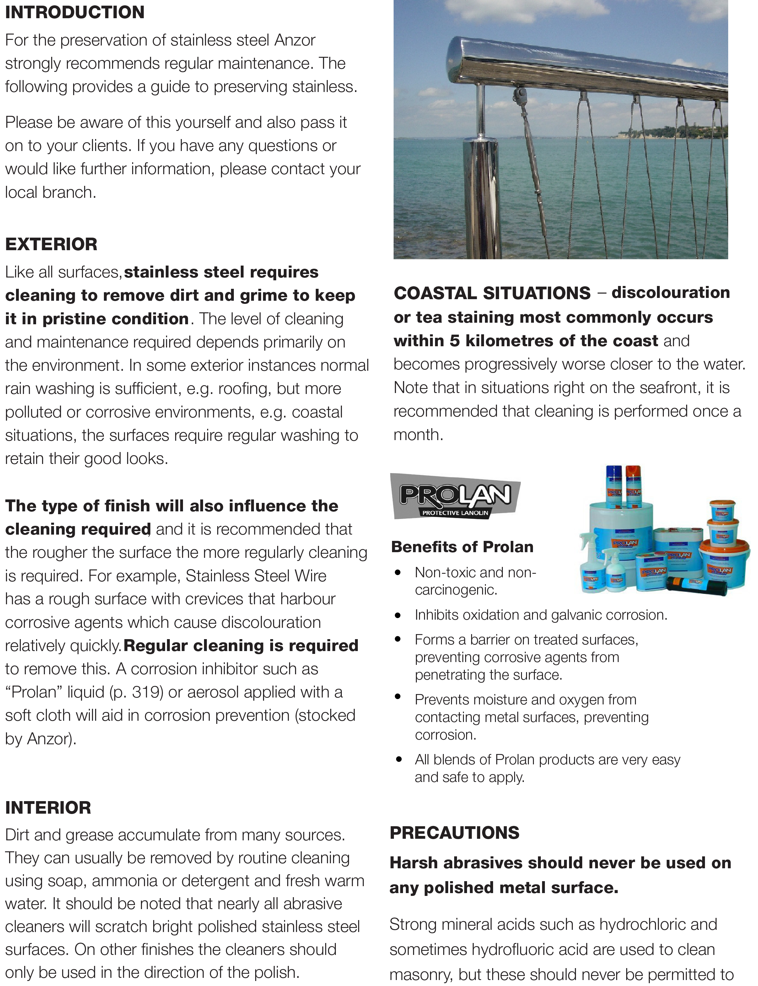 Technical / Cleaning and Maintenance of Stainless Steel - Anzor Fasten